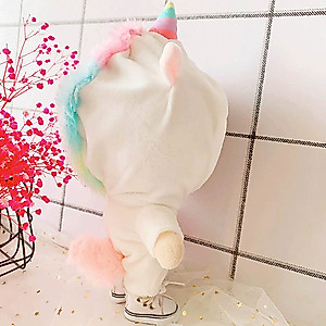niannyyhouse Unicorn Clothes 20cm(7.8in) Plush Doll Clothes Onesies + Shoe 2-Piece Set Colorful Pajamas (White)