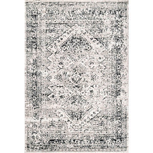 nuLOOM Madisson Vintage Faded Medallion Area Rug, 5' Square, Silver