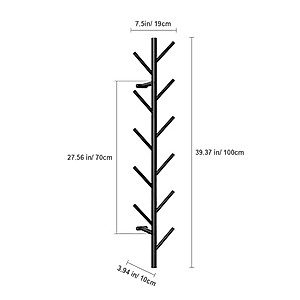 RRG Wall Mount Coat Rack 39.37 Inch, Metal Vertical Hat Rack for Wall, Modern Modern Tree Branch for Coats, Scarves, Hats, Jackets, Bags, Entryway Bedroom