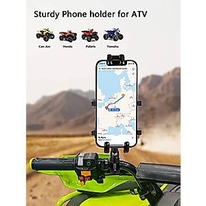 ZIDIYORUO ATV Phone Holder, Quad Phone Mount, 8 Clamps Holds 4.7-7.1" Phones, One Hand Operation Motorcycle Phone Clip for 7/8-9/8" Handlebar,Compatible with Yamaha Polaris Honda Can Am