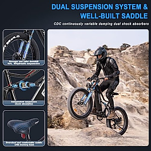 FREESKY Electric Bike for Adults 1000W BAFANG Motor 48V 20Ah Samsung Cells Battery 26" Fat Tire Full Suspension 35MPH Ebike