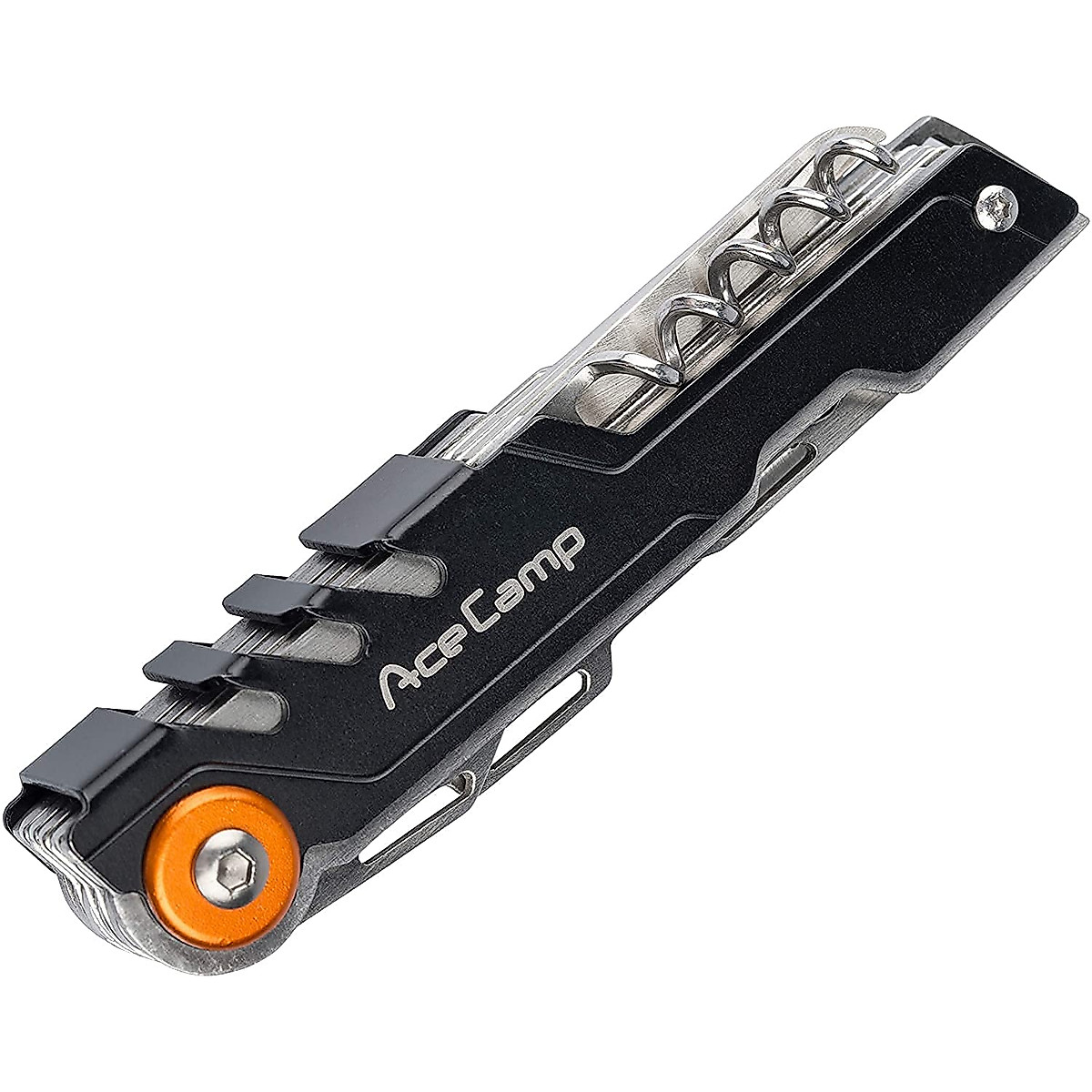 AceCamp 11-in-1 Compact Multi-Tool Pocket Knife, Blade, Saw, Scissors, Corkscrew, Nail File, Screwdrivers, Small Pick, Thread Loop, Bottle and Can Opener