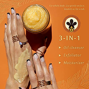 Nopalera Mandarina Cactus Flower Exfoliant - Face & Body Scrub, 3-in-1 Cleanser, & Moisturizer, Vegan, Cruelty-Free, Natural Citrus Scent, Dye Free, 6 oz.