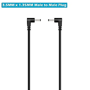 Fancasee (4 Pack 1 ft 3.5mm x 1.35mm 90 Degree Right Angle Male to Male Right Angle DC Power Adapter Cable Cord for IP Camera CCTV Surveillance Security Camera LED Strip DVR Router Invoice Printer