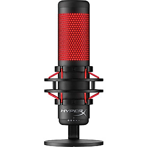 Newest HyperX - QuadCast USB Multi-Pattern Electret Condenser Microphone | 2020 Edition | for PS4, PC and Mac | Pop Filter | Anti-Vibration Shock Mount | | Red - Black | with KWALICABLE Bundle
