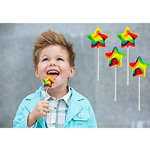Rainbow Swirl Lollipops (12-Pack) 12 Gram, Star Design Sucker Candy, Rainbow Star, Mixed Fruit Flavor, Individually Wrapped (12-Pack)