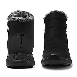 TEMOFON Women Snow Boots Winter: Warm Black Ankle Winter Shoes Waterproof Fur Lined Booties Womens Soft Boot Walking Comfortable Size 10