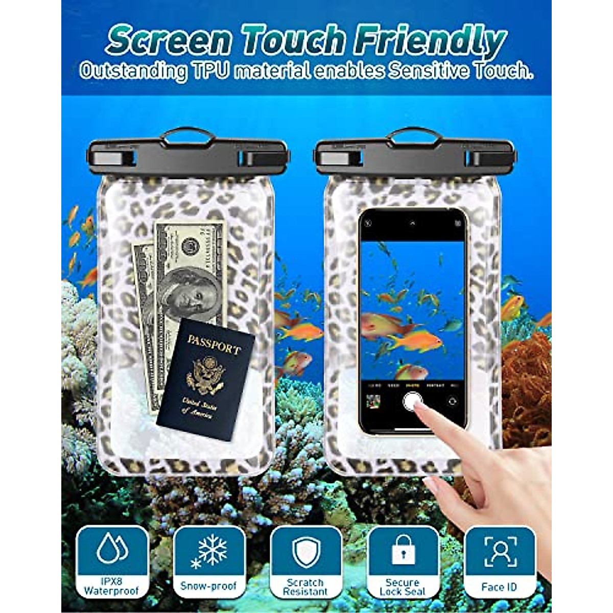 Universal Waterproof Phone Pouch, Floating Waterproof Phone Case for iPhone 14 13 12 11 Pro Max XS Plus Samsung Galaxy-7", IPX8 Cell Phone Dry Bag -4 Pack