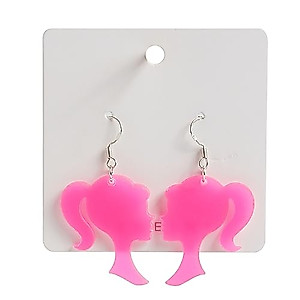 Pink Earrings for Women Girls,Earrings Trendy Red Pink Acrylic Print Love Earrings for Couples Valentine's Day Gifts