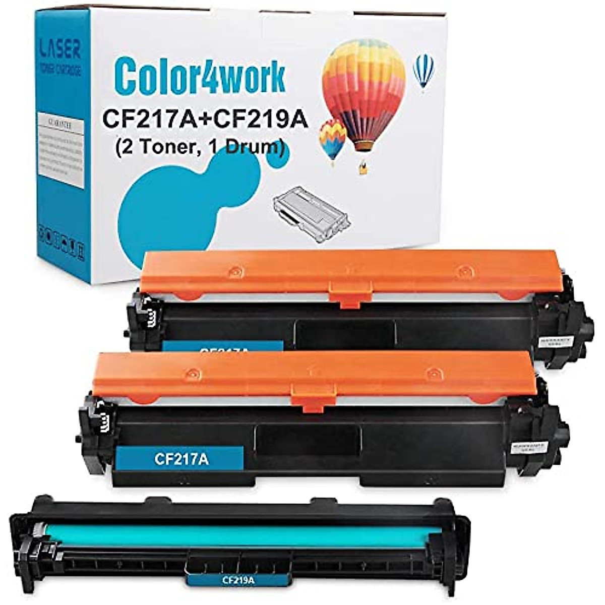 Color4work Compatible Replacement for HP 17A CF217A Toner Cartridge 2 Pack and HP 19A CF219A Drum Unit 1 Pack for HP Laserjet Pro M102 M102w, MFP M130 M130fn M130fw M130fn Printer