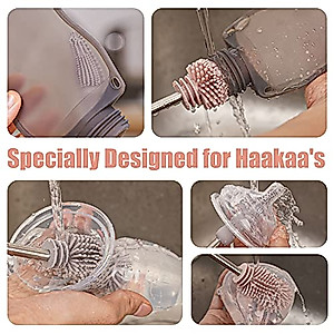 haakaa Cleaning Brush Silicone Bottle Brush Double-Ended Soft Silicone Bristles for Breast Pumps, Breast Milk Collectors, Baby Bottles, Teats, Breastmilk Storage Bags, Detachable - Grey, 1pk