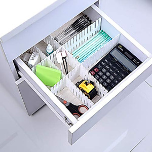 40 Pcs Plastic DIY Grid Drawer Divider Household Necessities Storage Thickening Housing Spacer Sub-Grid Finishing Shelves for Home Tidy Closet Stationary Socks Underwear Scarves Organizer (White)