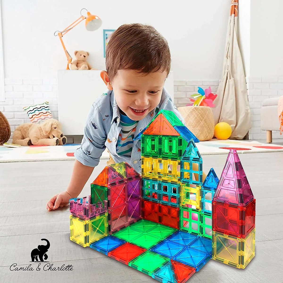 Magnet Building Blocks 100 Piece, Recreational Toys, Clear Magnetic 3D Building Tile, Construction, Preschool Educational, Beyond Imagination, Birthday Present Gift, STEM Montessori