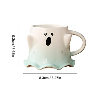 2024 NEW Spooky Ghost Mug, Halloween Coffee Mug, Cute Ghost-Coffee Mug, Ceramic Ghost Shaped Coffee Cup With Handle And Spoon, Fall Home Decor