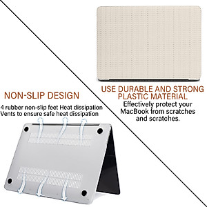Miwasion Woven Fabric Design Compatible with MacBook Air 13 inch Case,2020 2019 2018 Release(A2337 M1 A2179 A1932),with Touch ID & 2 Pack Keyboard Protectors,Elegant Leather Laptop Hard Shell(Beige)