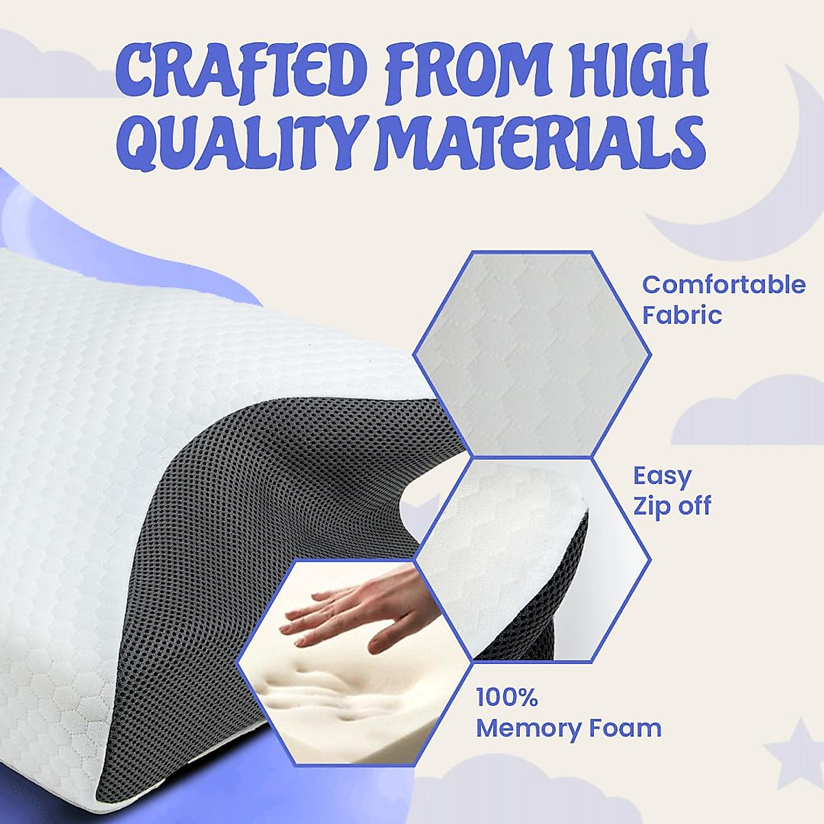 SweetDreamzzzzz Side Sleeper Pillow - Cervical Neck Pillow & Side Sleeper Pillow for Adults - Pillow for Neck Pain Relief Cervical Pillow - Neck Pillow for Sleeping