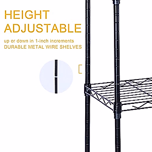 YSSOA Heavy Duty 6-Shelf Shelving with Wheels, with Hanging Hooks, Wire Shelving, Adjustable Storage Units, 29'' D x 14'' W x 70'' H, 6 Tier, Black