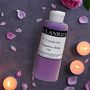 CLANRIZA V' Crystal Natural Fragrance Body Oil - Pure & Natural Long-Lasting Perfume Oil for Women - Scented Body Oil for Skin - All-Day Fragrance & Body Care - 4 Fl Oz
