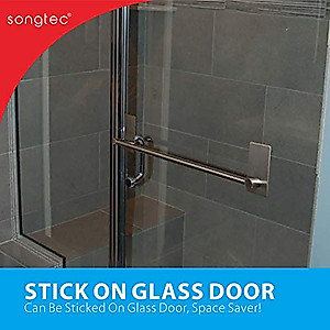 Songtec Bathroom Towel Bar 16-inch, No Drill Stick On Towel Rack, Easy Install with Self-Adhesive, Premium SUS304 Stainless Steel - Brushed Nickle