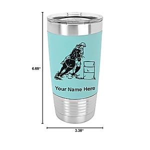 LaserGram 20oz Vacuum Insulated Tumbler Mug, Barrel Racer, Personalized Engraving Included (Silicone Grip, Teal)