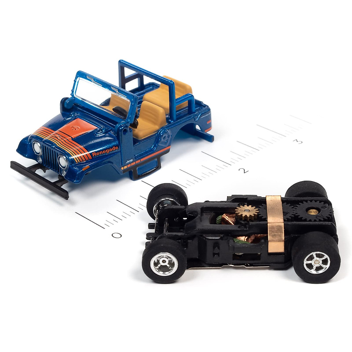 Auto World Xtraction R34 1979 Jeep CJ-5 Blue HO Scale Slot Car