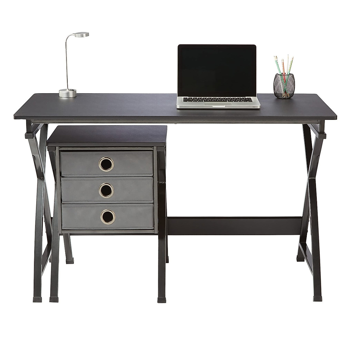 Realspace® X-Cross 48"W Computer Desk With File Cabinet, Black