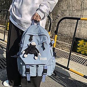 Haozhixin School Backpack,College High School Laptop Backpacks,Waterproof Large Travel Daypack Kawaii Bookbags for Men Women Students, Blue, (L6F3256O9J11MY)