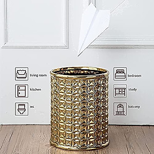 BASDHE Bathroom Accessories Set-5 Piece Ceramic Gift Set Toothbrush Holder,Toothbrush Cup,Soap Dispenser,Soap Dish,Trash Can, Set Bathroom (Yellow)