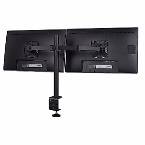 Mount-It! Dual Monitor Mount | Double Monitor Desk Stand | Two Heavy Duty Full Motion Adjustable Arms Fit 2 Computer Screens 17 19 20 21 22 24 27 Inch | VESA 75 100 | C-Clamp and Grommet Base