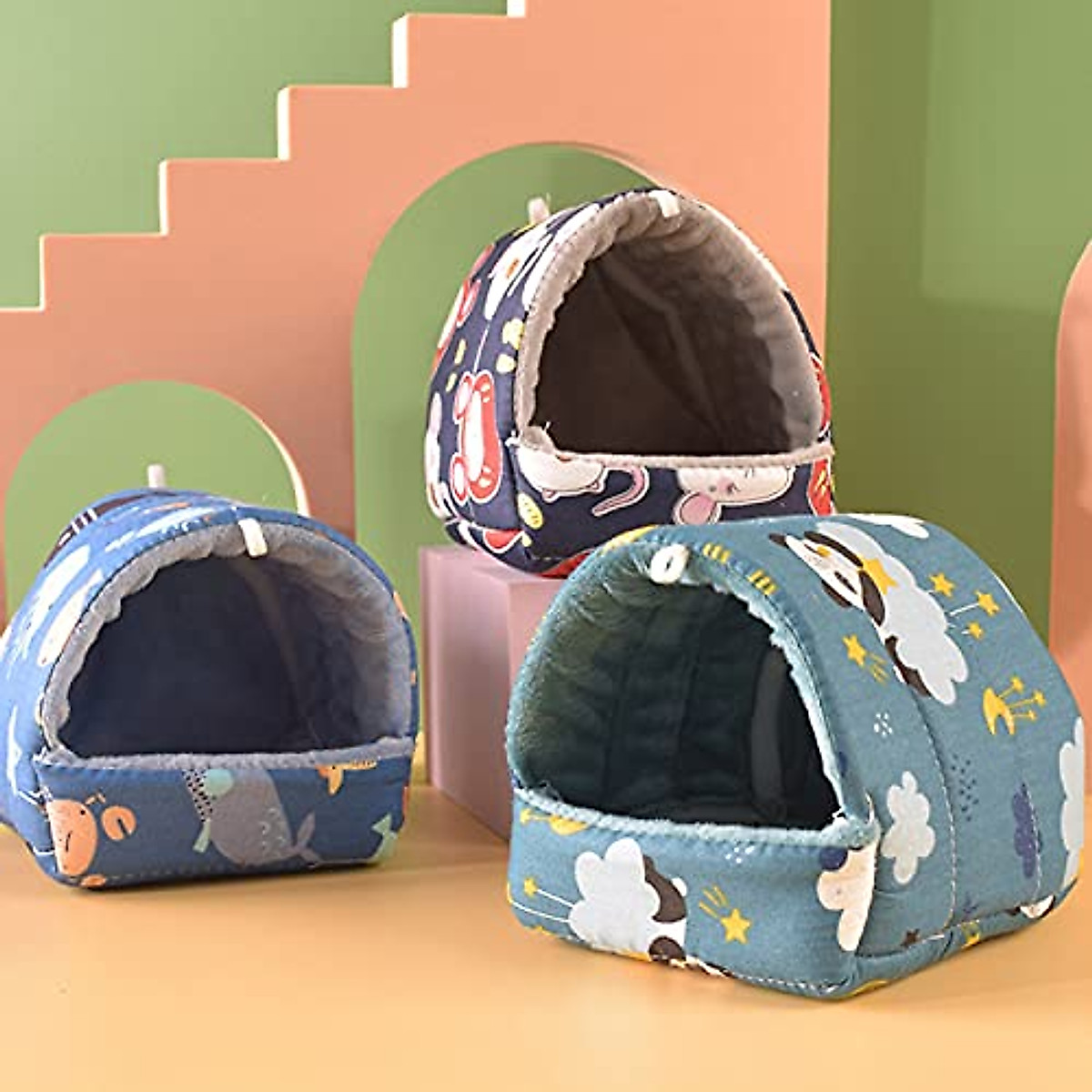 Hamster Nest Warm Cotton Nest Comfortable Large Hideout - Washable Guinea Pig Cage Accessories for Guinea Pigs, Chinchillas, Hamsters, Hedgehogs Small Animal Bed Cage Accessories Seaworld M