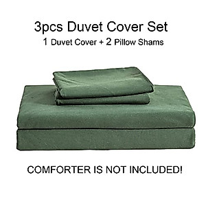 PURE ERA Jersey Knit Duvet Cover Set 100% T-Shirt Cotton Super Soft Comfy 3pc Bedding Set with Zipper Closure (Solid Forest Green, Queen)