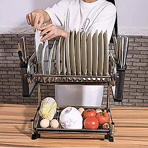 STRAW Stainless Steel Drain Rack, Kitchen Shelf Storage Dish Rack Drain Bowl Rack, Save Space