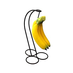 Dependable Industries inc. Essentials Matte Black Banana Tree Holder Ripen Fruit Evenly Prevents Bruising & Spoiling Fruit Stand Modern Circle Base Design