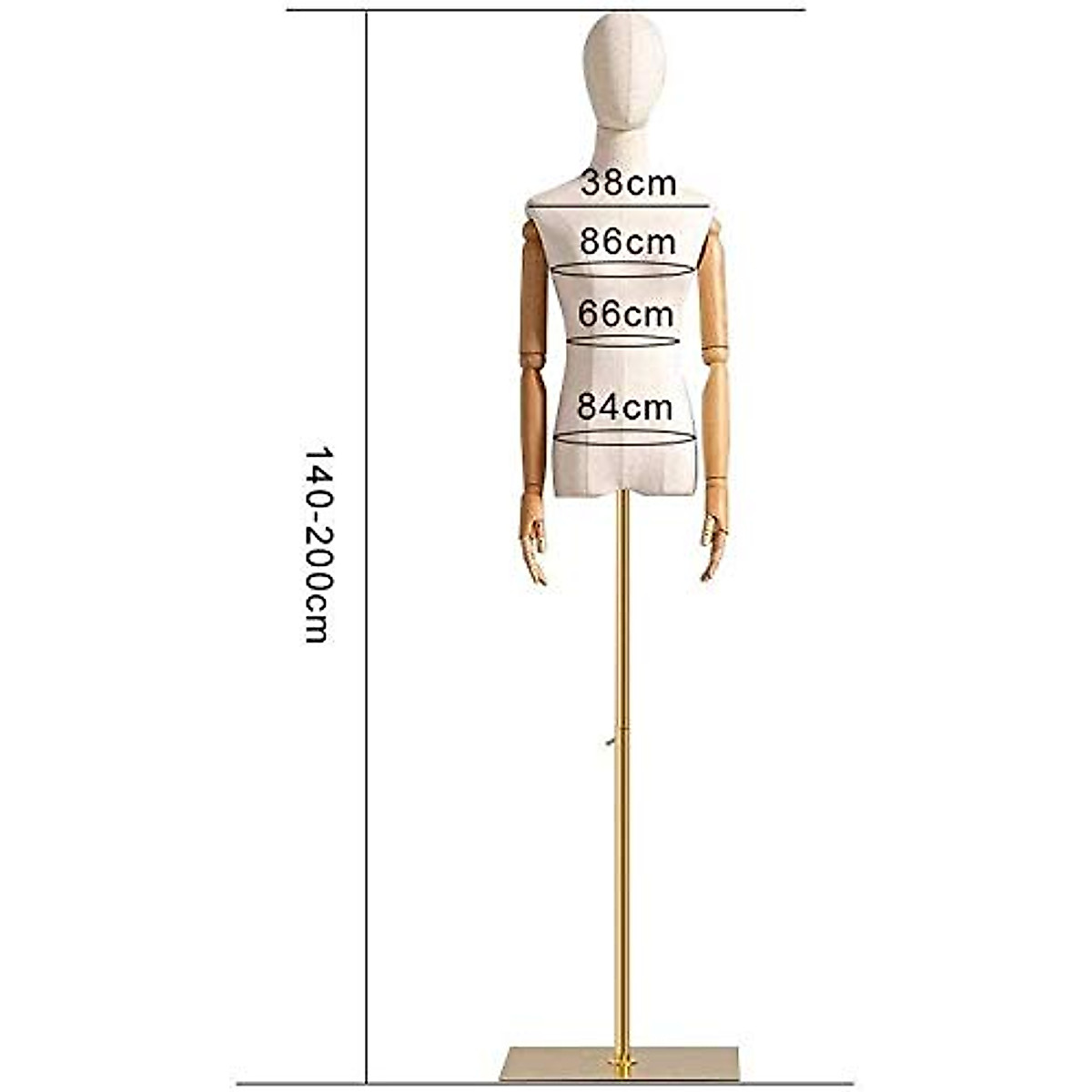 Mannequin Torso Mannequin Dress Form Torso Apparel Jewelry Display Stand Female Tailors Dummy Dressmakers Dummies Fashion Torso Body Display Bust with Solid Wood Arm Rotatable (A Large)