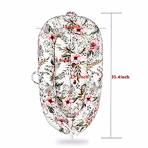 Baby Lounger Cover, Newborn Lounger Cover for Boys Girls, 100% Cotton Breathable Sleeping Bed Cover for Newborn (Flower)