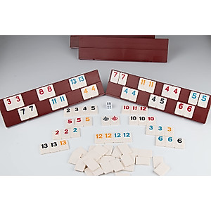 Doublefan Rummy 106 Tiles Large Rummy with 4 Sturdy Racks& Instructions Rummy Tiles with Aluminum Case Suit for 2-4 Players