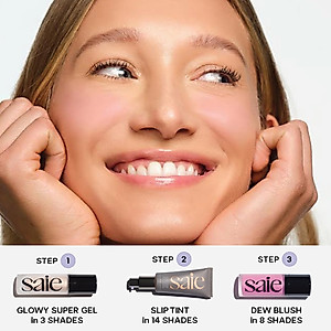 Saie Glowy Super Gel Lightweight Illuminator - Luminizer and Makeup Primer for Glowing Skin - Enriched with Vitamin C + Hydrating Squalane Oil - Travel Size Holiday Gifts - Sunglow (1 oz)