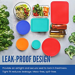 Replacement Lids for Pyrex (1) 7202-PC 1 Cup Green (2) 7200-PC 2 Cup Orange (2) 7201-PC 4 Cup Blue (1) 7402-PC 6/7 Cup Red (2) 7210-PC 3 Cup Light Green (1) 7211-PC 6 Cup Red Round Rectangle