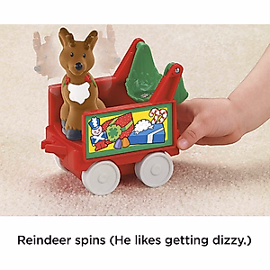 Fisher-Price Little People Toddler Toy Musical Christmas Train with Santa Elf & Reindeer Figures for Ages 1+ Years