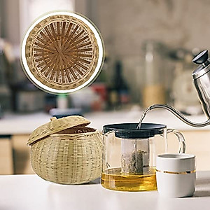 GANAZONO Bamboo Pumpkin Basket picnic basket food serving basket veggie basket go chess bowl fruit storage bowl toilet tank basket woven fruit basket Bamboo weaving storage rack to weave