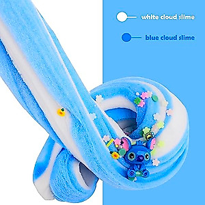 2 Pack Cloud Slime Kit with Blue and Cherry Charms, Scented DIY Slime Supplies for Girls and Boys, Party Favors Stress Relief Slime Toys for Kids Education Birthday Gift.