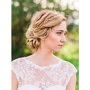 Catery Bride Wedding Headband Pearl Hair Vine Braid Headpieces Bridal Hair Accessories for Women(Sliver)