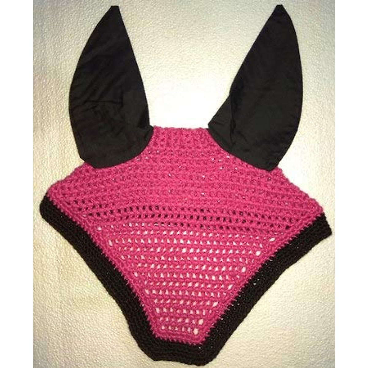 A C Horse Ear Net Crochet Fly Veil Equestrian Fly Bonnet/Veil/mask Standard Size