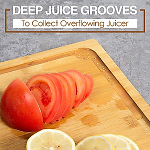 Extra Large Cutting Board, 17.6" Bamboo Cutting Boards for Kitchen with Juice Groove and Handles Kitchen Chopping Board for Meat Cheese board Heavy Duty Serving Tray, XL, Empune