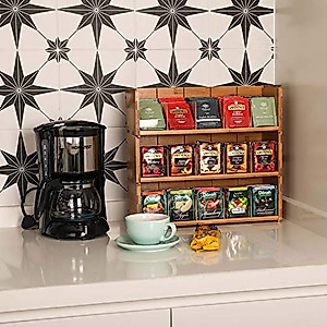 Bamboo-Tea-Bag-Organizer-Storage-Box-3-Tier-Stackable-Holder Tea Bag Box Natural Wood Wall Mount Tea Chests with Acrylic for tea bags Office Kitchen Cabinet Pantry
