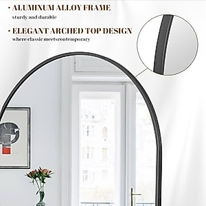 Koonmi 30"x71" Arched Full Length Mirror, Black Large Floor Mirror with Aluminum Alloy Frame Standing Hanging or Leaning Wall-Mounted Full Body Mirror for Living Room and Bedroom