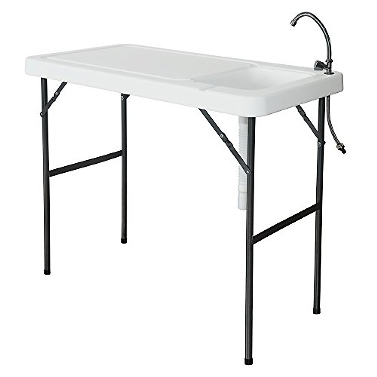 sddfor Folding Picnic Table with Sink Faucet, Portable Fish Fillet Hunting Cutting Table for Outdoor, Camping, Picnic, BBQ, Party