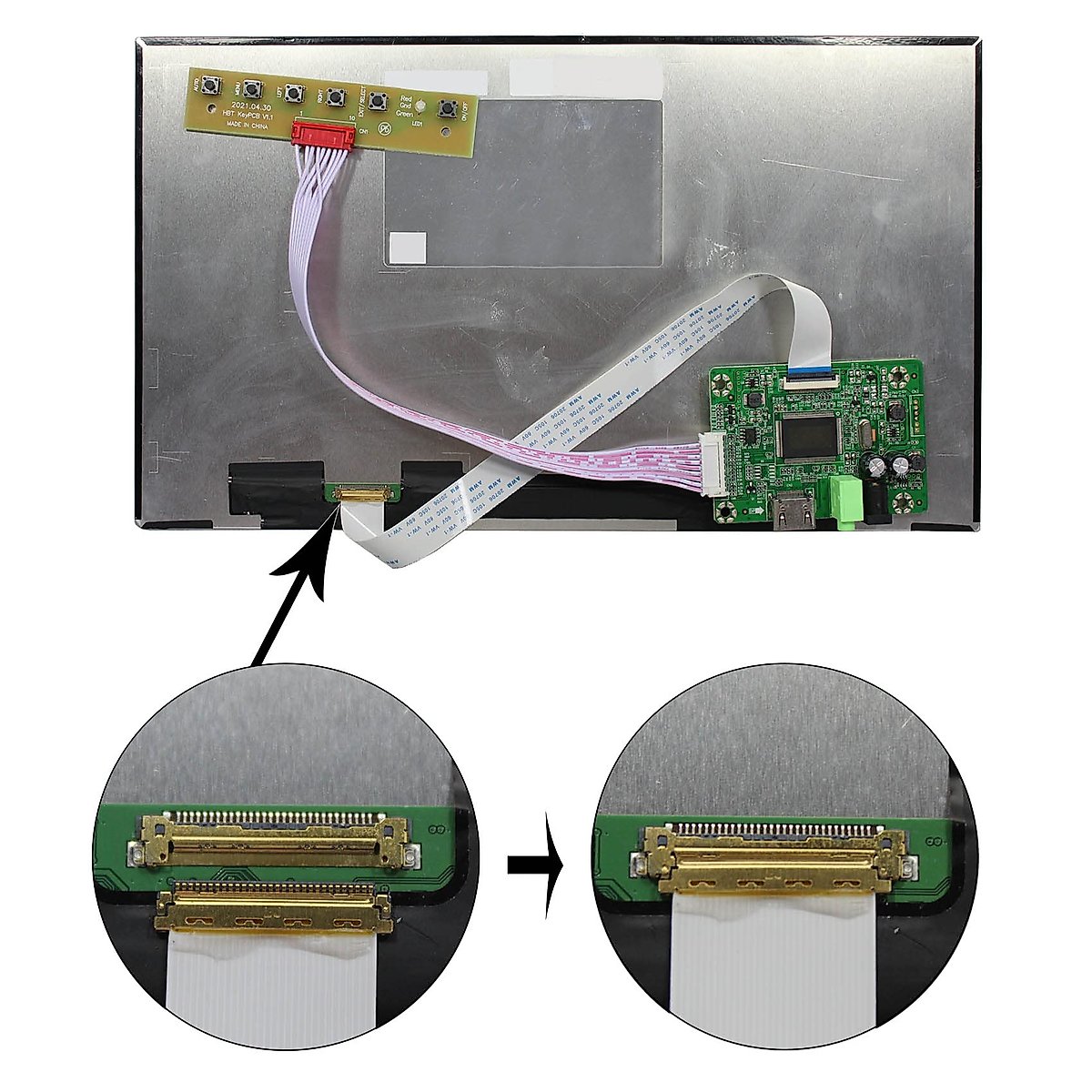 13.3 inch 1920x1080 FHD 400nit 30pin eDP IPS LCD Screen and HDMI Controller Board, for Raspberry PI/Smart Mirror/DIY sub Display