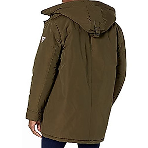 GUESS Men's Heavyweight Hooded Parka Jacket with Removable Faux Fur Trim, Olive, X-Large