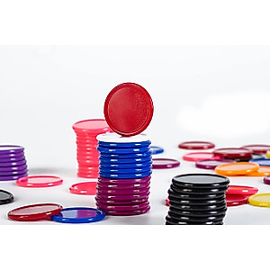Smartdealspro 300pcs 1 Inch 10 Colors Opaque Plastic Learning Counters Counting Mini Poker Chips Game Tokens (with Edge)